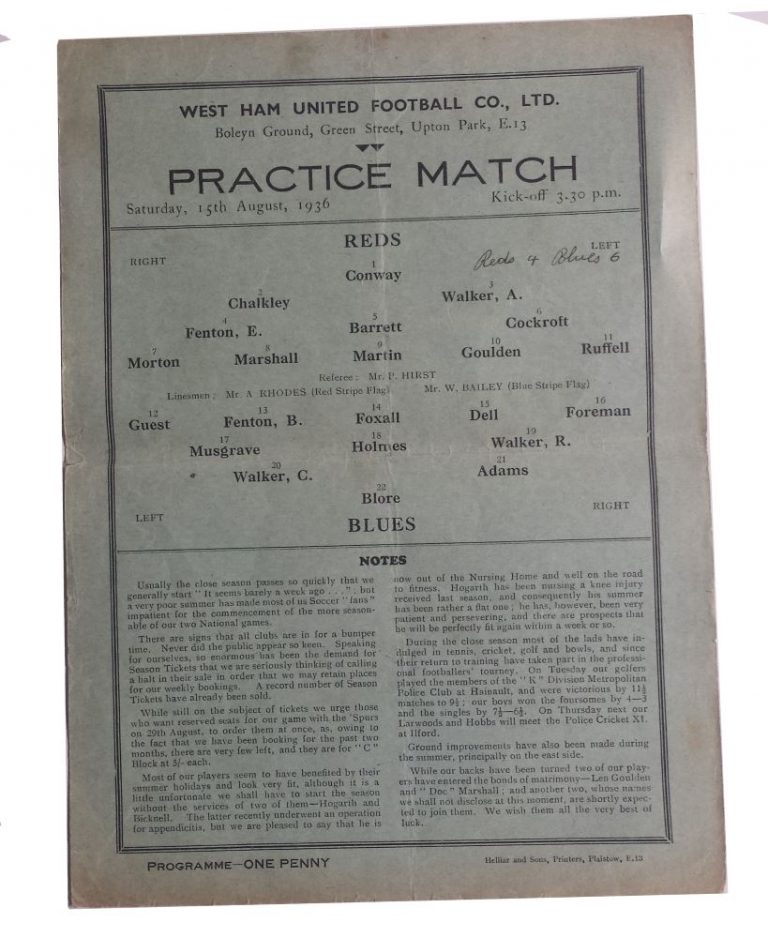 Rare 1930s West Ham United Football Programmes - Unique Auctions