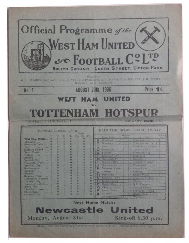 Rare 1930s West Ham United Football Programmes - Unique Auctions